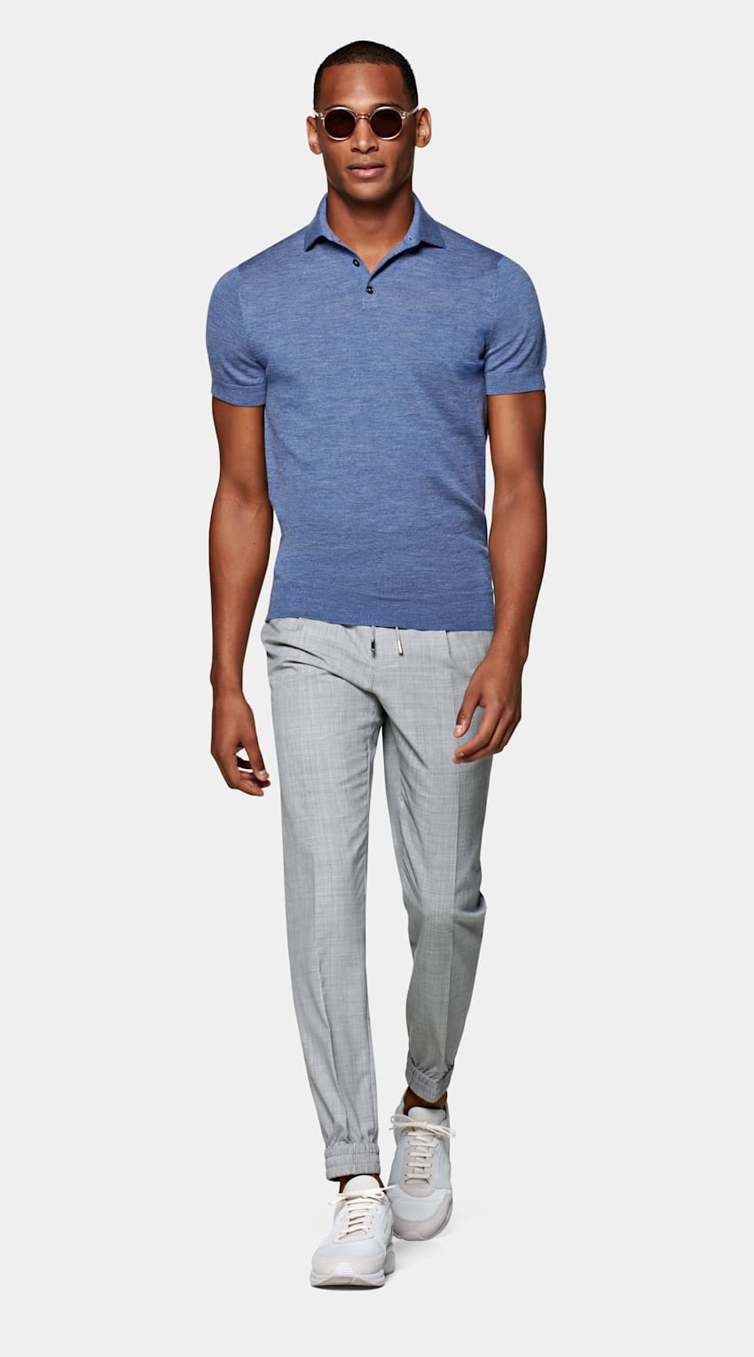 Mid Blue Polo | Pure Merino Wool | Suitsupply Online Store